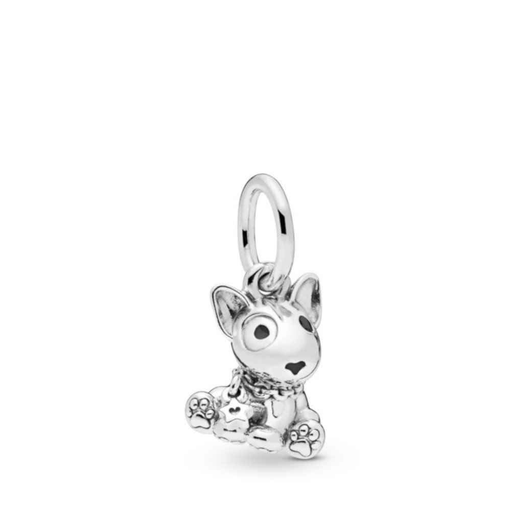 PANDORA Bull Terrier Puppy Dog 925 Sterling Silver Charm - 798010EN16