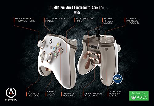 PowerA FUSION Pro Wired Controller for Xbox One - White-B, Officially Licensed for Xbox