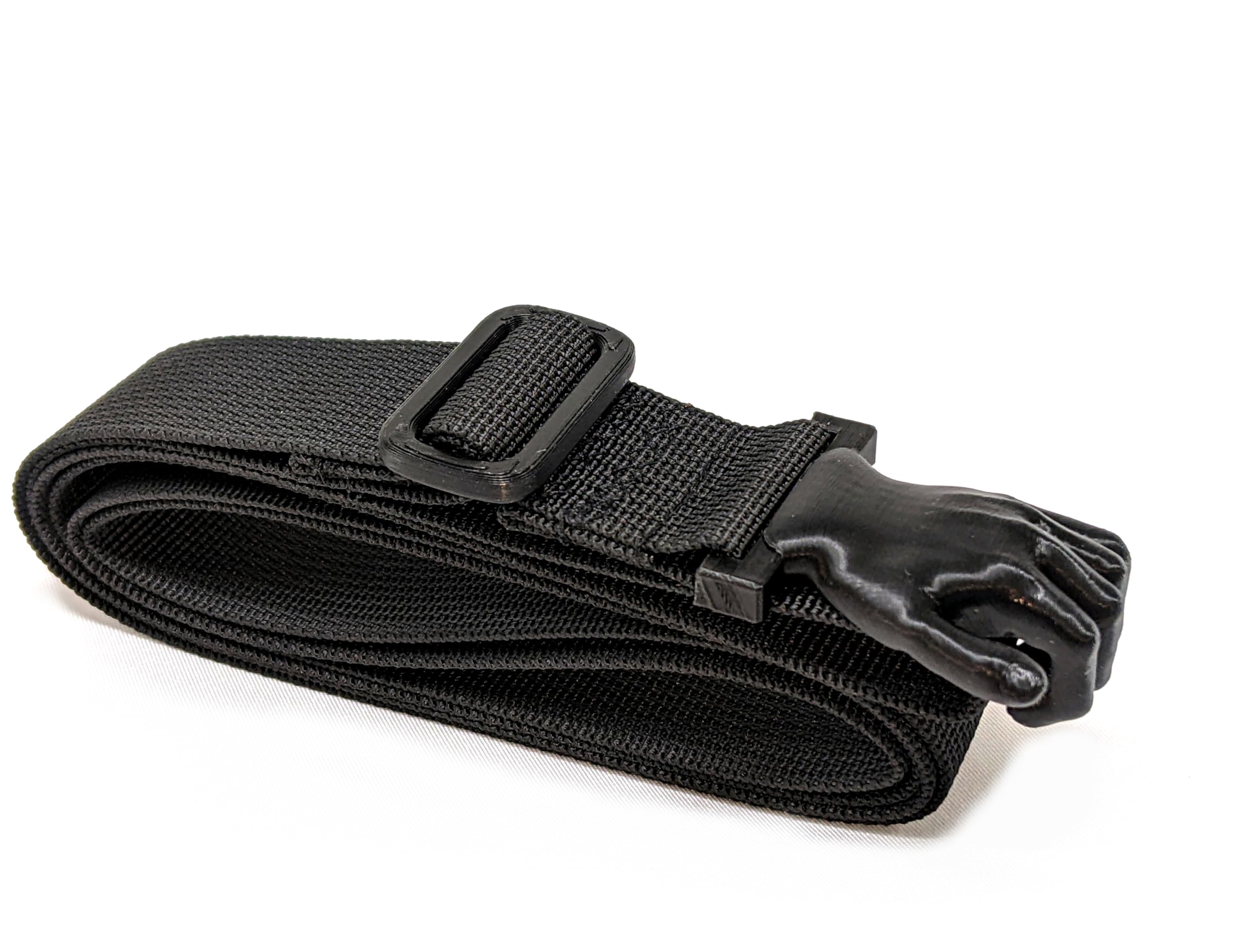 Nylon Tali Strap for Guitar, Vihuela, Guitarron, Requinto. Plastic Sound Hole Hook w/Hand Design (Black)