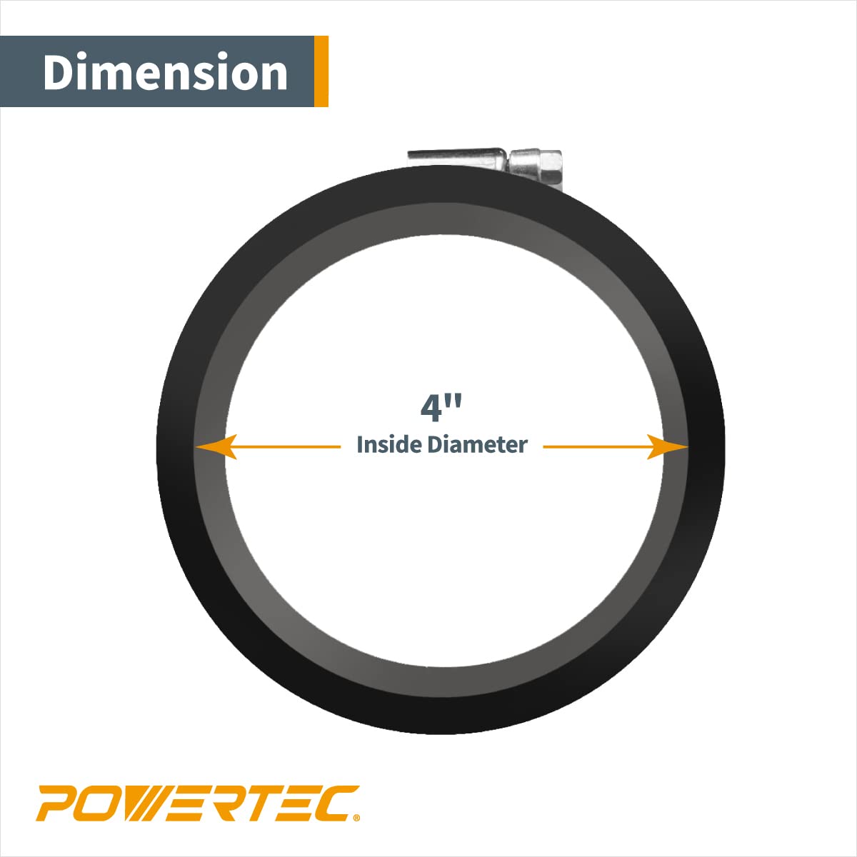 POWERTEC 70363 4 Inch Blast Gate with Dust Control Flex Cuff for Dust Collector/Vacuum Fittings