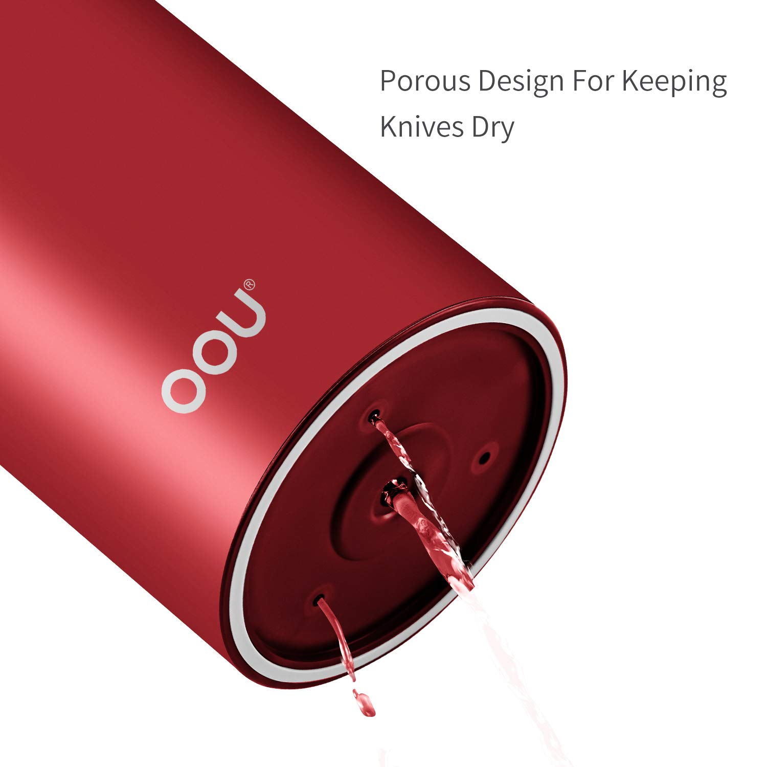 OOU Universal Knife Block Holder - Round Kitchen Knife Storage Unique Slot Design to Protect Blades, Space Saver Knife Organizer Detachable for Easy Cleaning, Red