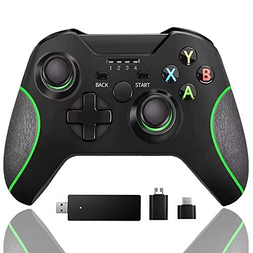 Wireless Controller for Xbox one, Built-in Dual Vibration 2.4HZ Gamepad Compatible with Xbox One/One S/One X/One Elite/ PS3/ Windows 10 (Black) (Renewed)