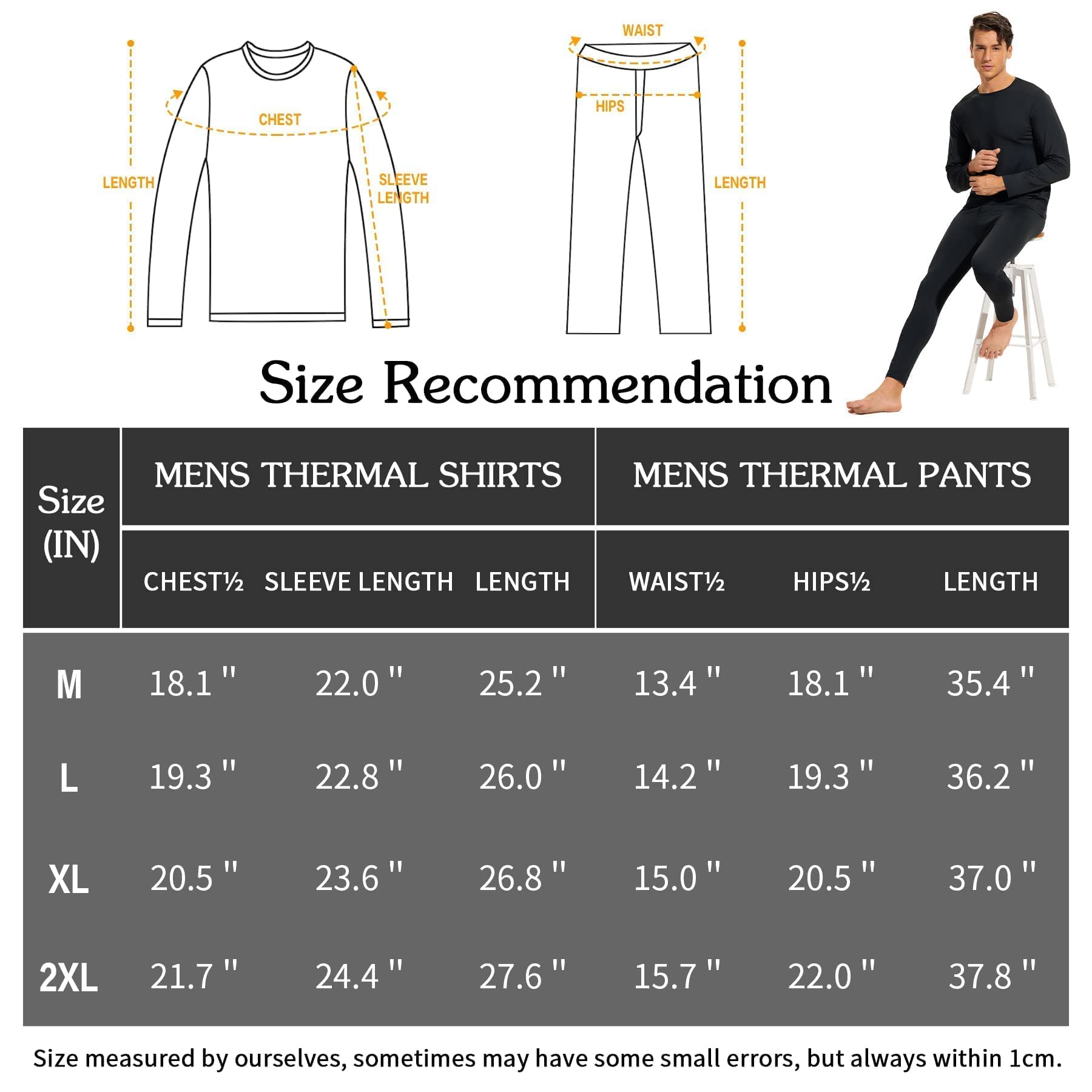 Zando Thick Thermal Shirt Long Sleeve Thermal Underwear for Men Thermal Underwear Shirts Fleece Lined Long Johns Heated Base Layer Men Long Sleeve Winter Clothes White Medium