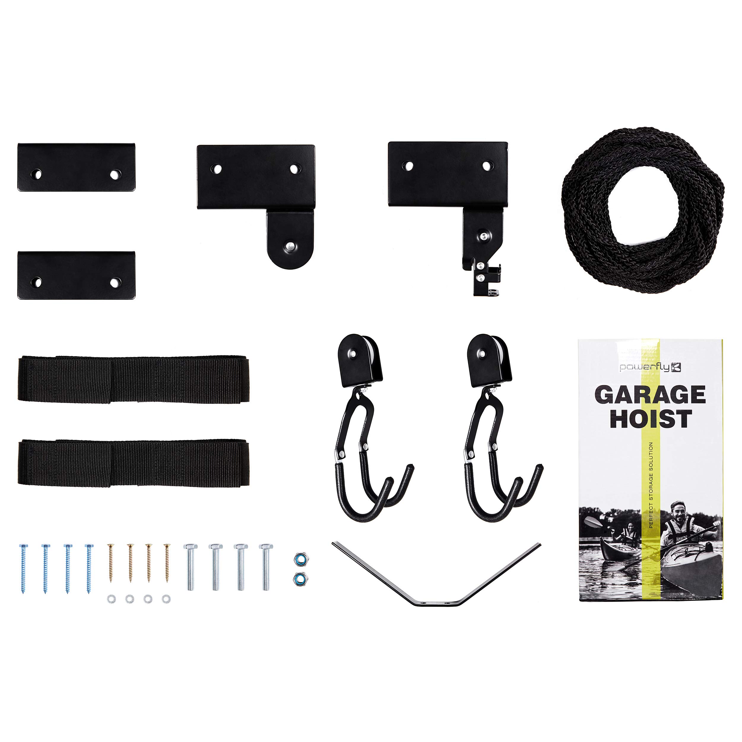 Powerfly Garage Ceiling Kayak Storage - Bike Hoist Hanger - Ladder, Kayak and Bike Lift Pulley Storage System