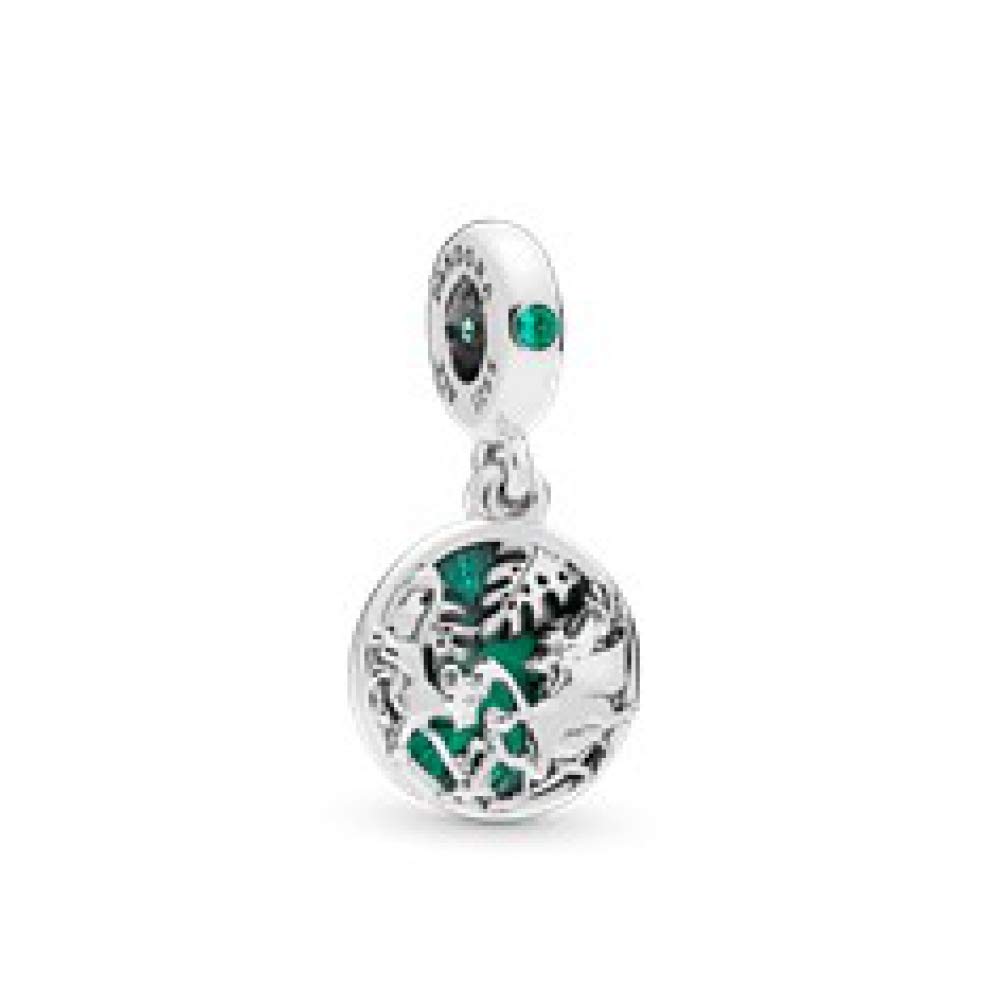 PANDORA Disney Simba, Pumbaa and Timon Silver Dangle with Royal Green Crystal and Green Enamel
