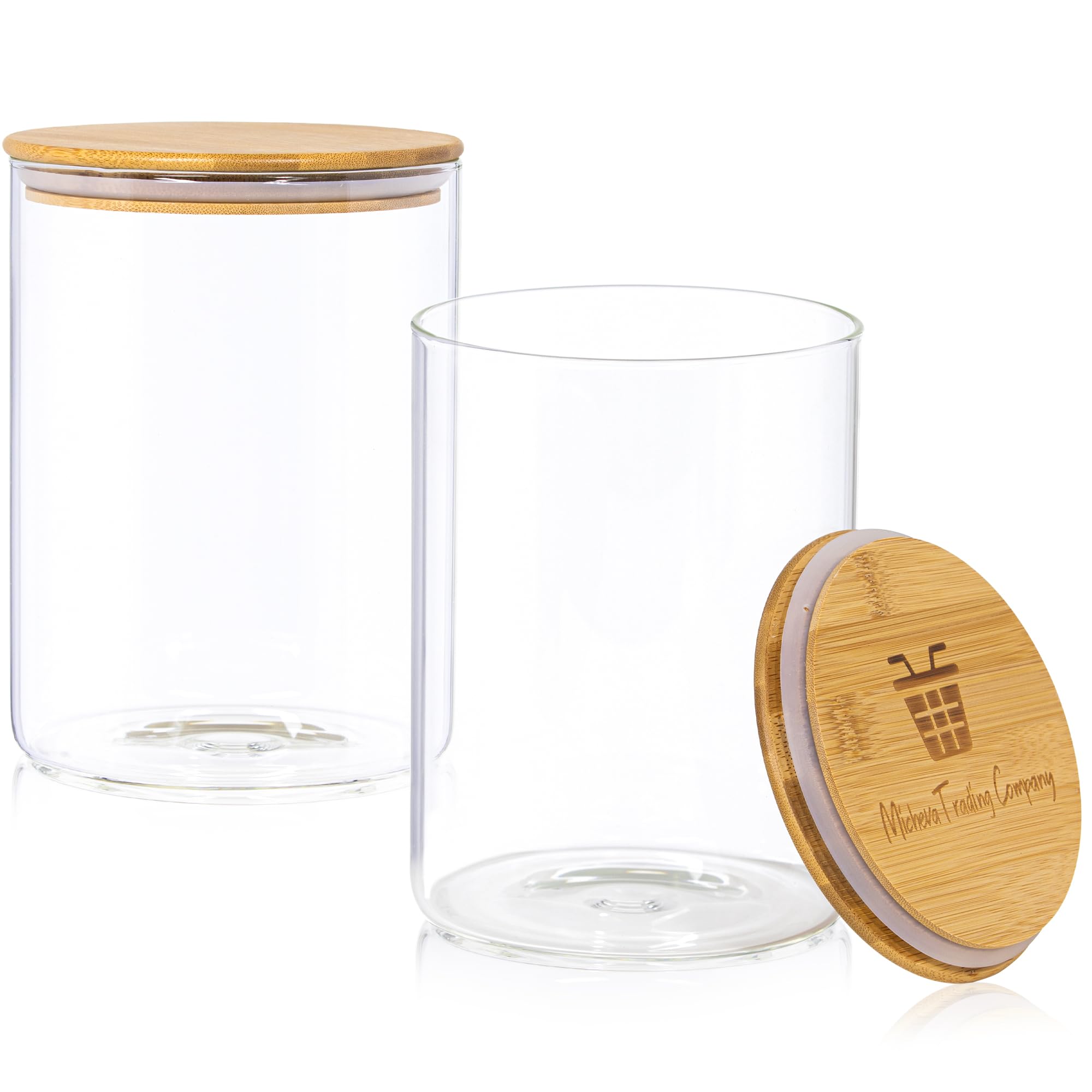 Micheva Trading Company Extra Large Airtight Glass Food Storage Containers with Bamboo Lids, 100 FL OZ (3000 ml), 2-Pack