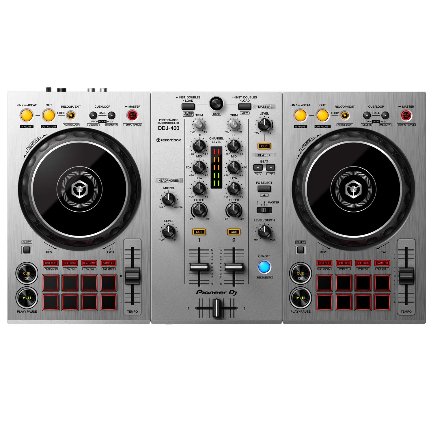 Pioneer DJ DDJ-400-S 2-Channel DJ Controller for Rekordbox DJ, Silver