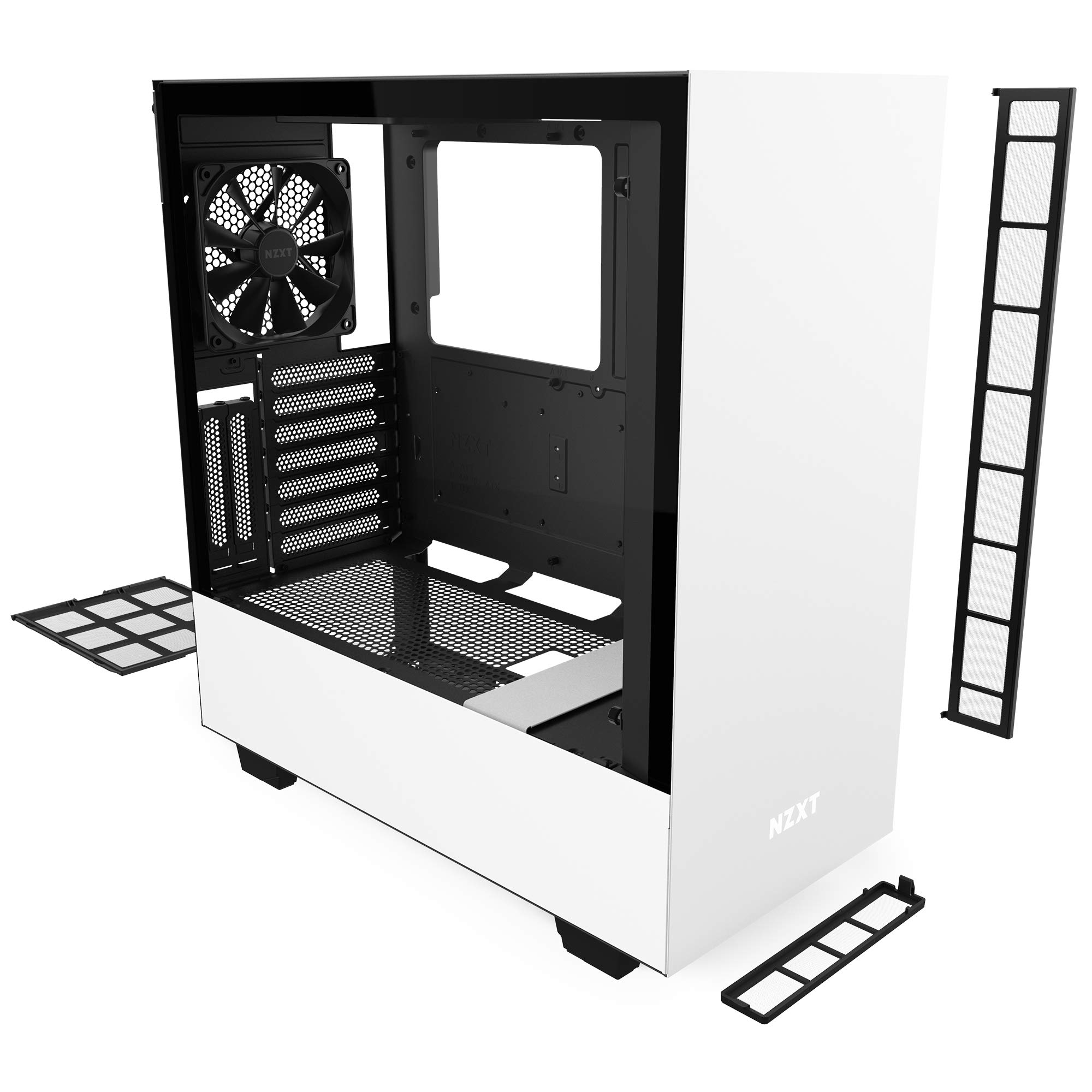 NZXT H510i - Compact ATX Mid -Tower PC Gaming Case - Front I/O USB Type-C Port - Vertical GPU Mount - Tempered Glass Side Panel - Integrated RGB Lighting - Water-Cooling Ready - White/Black