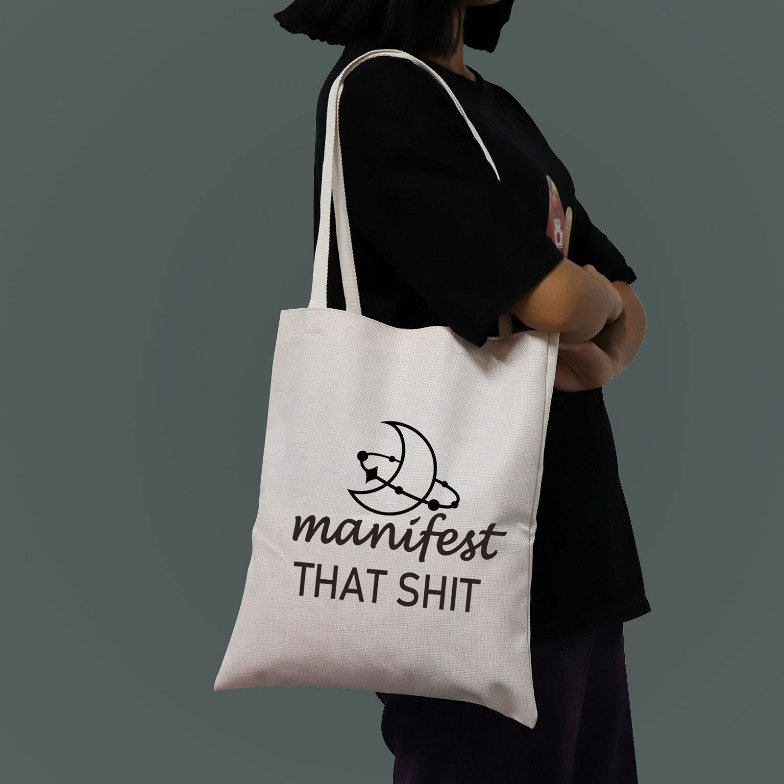 PWHAOO Funny Manifest Bag Witchy Gift Manifest That Shit Tote Bag Witchcraft Lover Gift (Manifest That Shit TB)