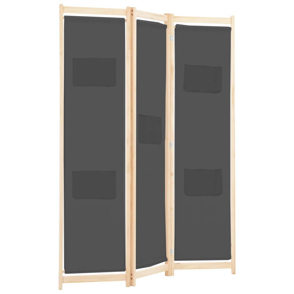 Natulvd Room Divider with Wood Frame, Folding Privacy Screen Partition, Free Standing Screen Room Separator, Office Privacy Wall Partition Panel - Grey - 3-Panel