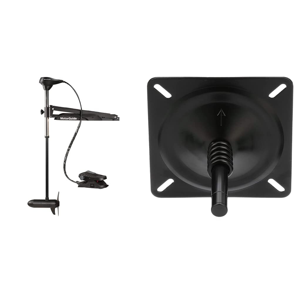 MotorGuide 940200060 X3 Freshwater Bow Mount Trolling Motor — Cable Steer, Foot-Control, 45-Pound Peak Thrust & Attwood 1002 Lock'N-Pin 3/4" Pin Seat Mount - Zinc Plated Steel, 2-3/4" Steel Pin
