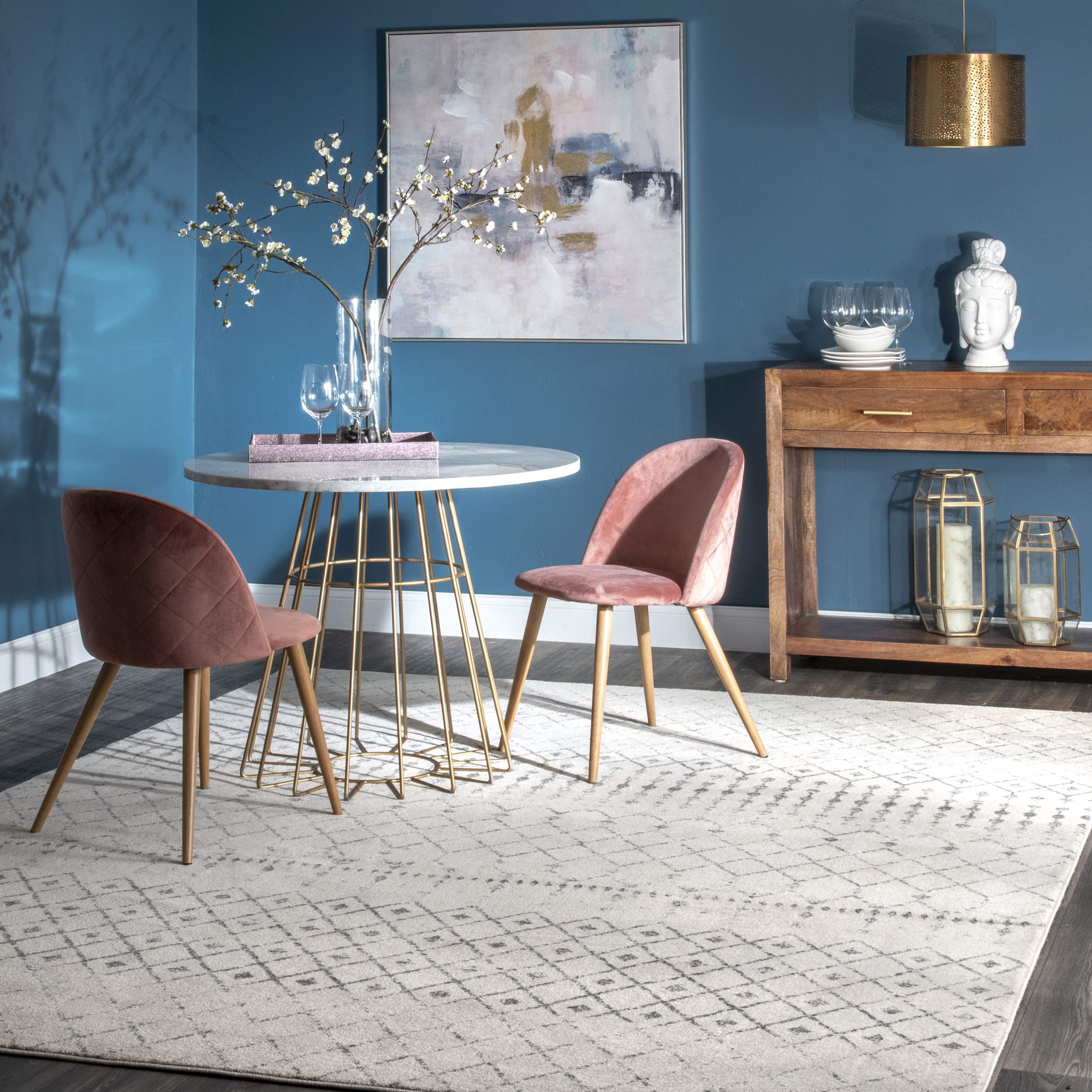 nuLOOM 5x7 Moroccan Blythe Area Rug, Grey, Faded Bohemian Design, Stain Resistant, For Bedroom, Dining Room, Living Room, Hallway, Office, Kitchen, Entryway