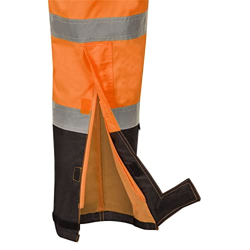 Pioneer Ripstop High Visibility Bib Pant - Safety Rain Gear โ Hi Vis, Waterproof, Reflective, Work Overalls for Men โ Orange, Yellow/Green