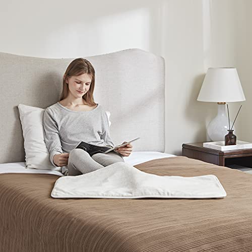 Serta Siena Heating Pad Large Foot Warmer, Soft Sleeve Pocket, Auto Shut Off Multi-Heat Setting Controller, Extra Wide Electric Heated Wrap For Shoulder, Back, Stomach Comfort 35"x20" Ivory