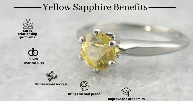 SirDaksh 7.00 Carat Certified Yellow Sapphire Gemstone Silver Plated Ring For Men And Women's