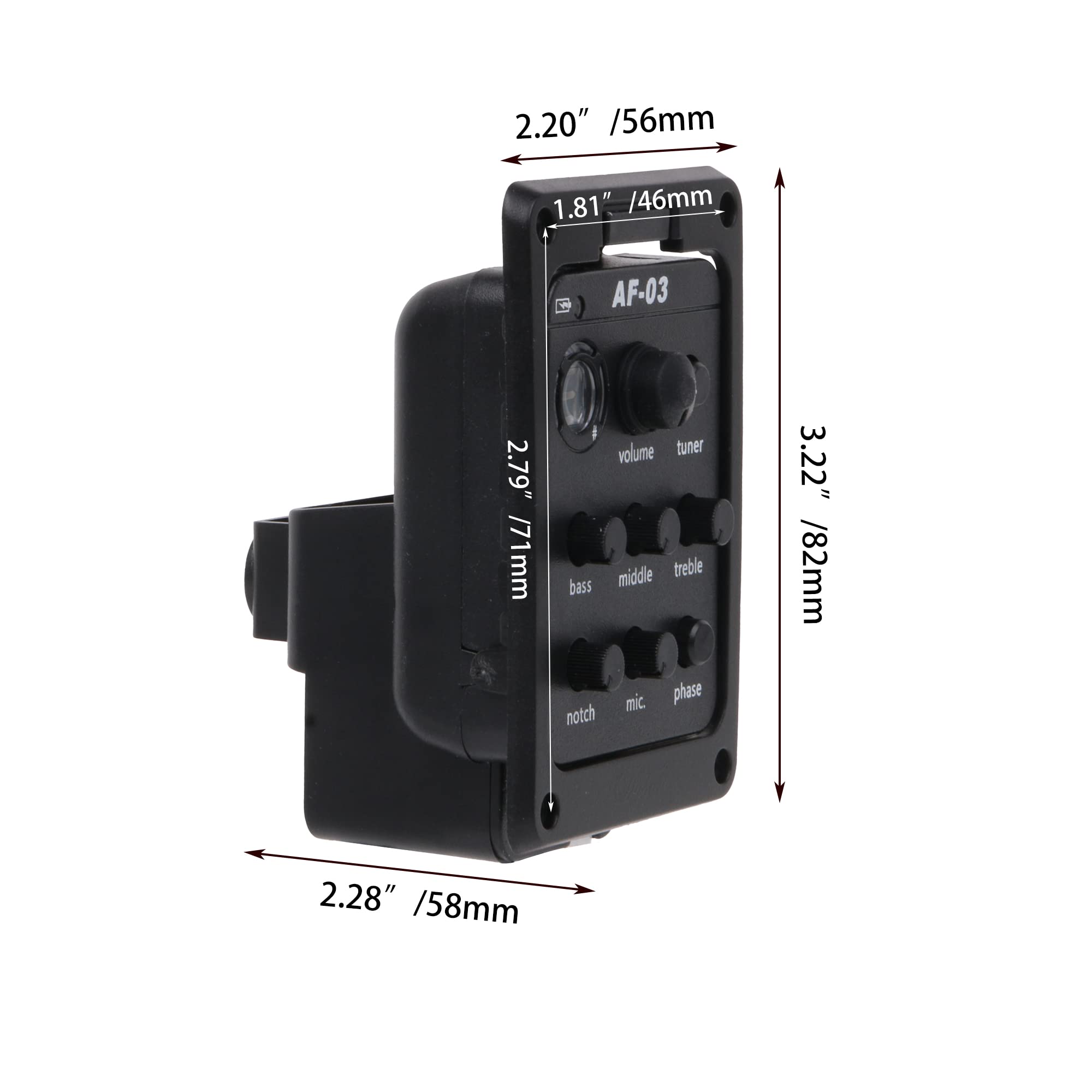 Plastic 301 Acoustic Guitar Preamp Pickup Guitar Pickup Tuner Preamp Black