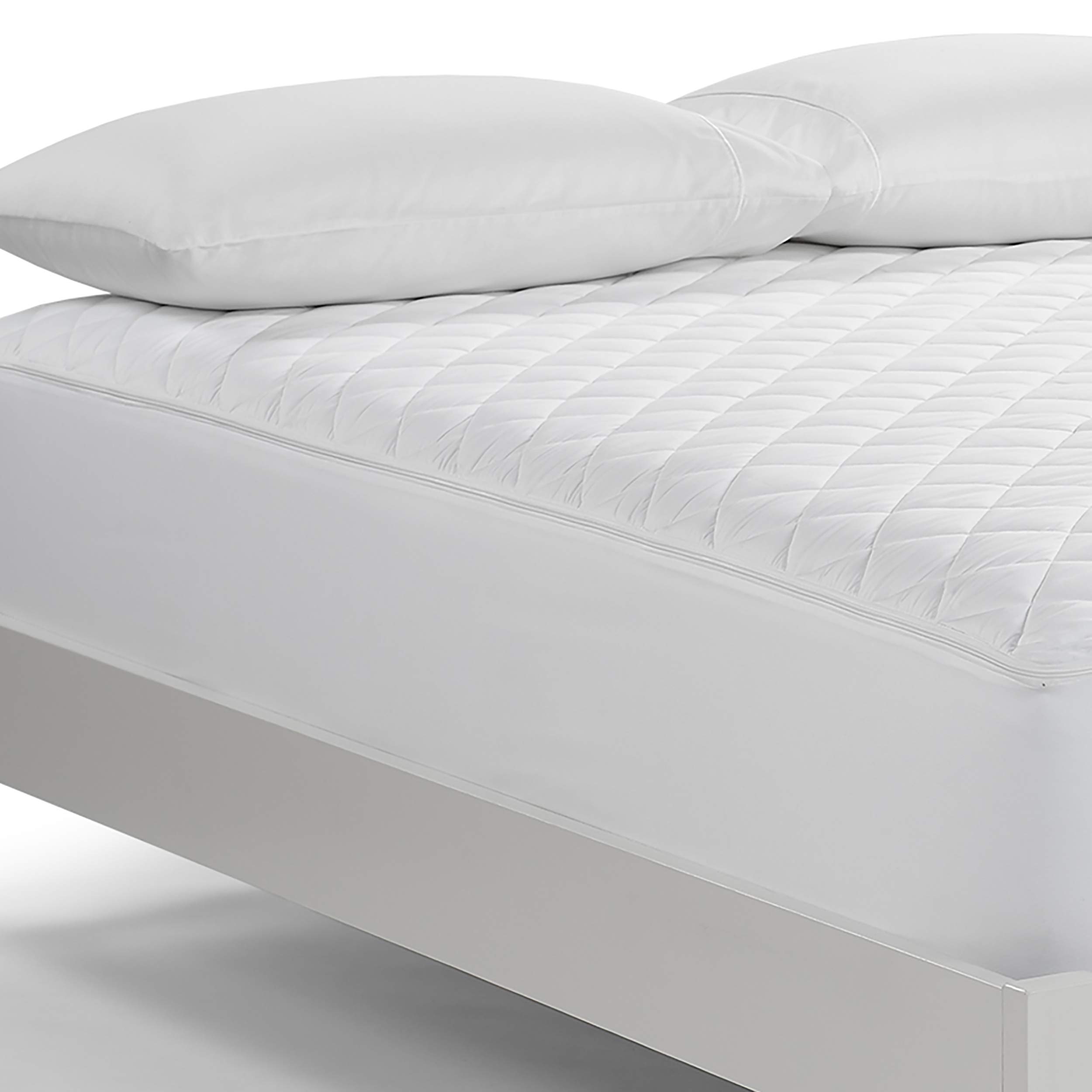 Serta Protection Plus Fiber Fill Cooling Fitted Mattress Pad Cover, King, White