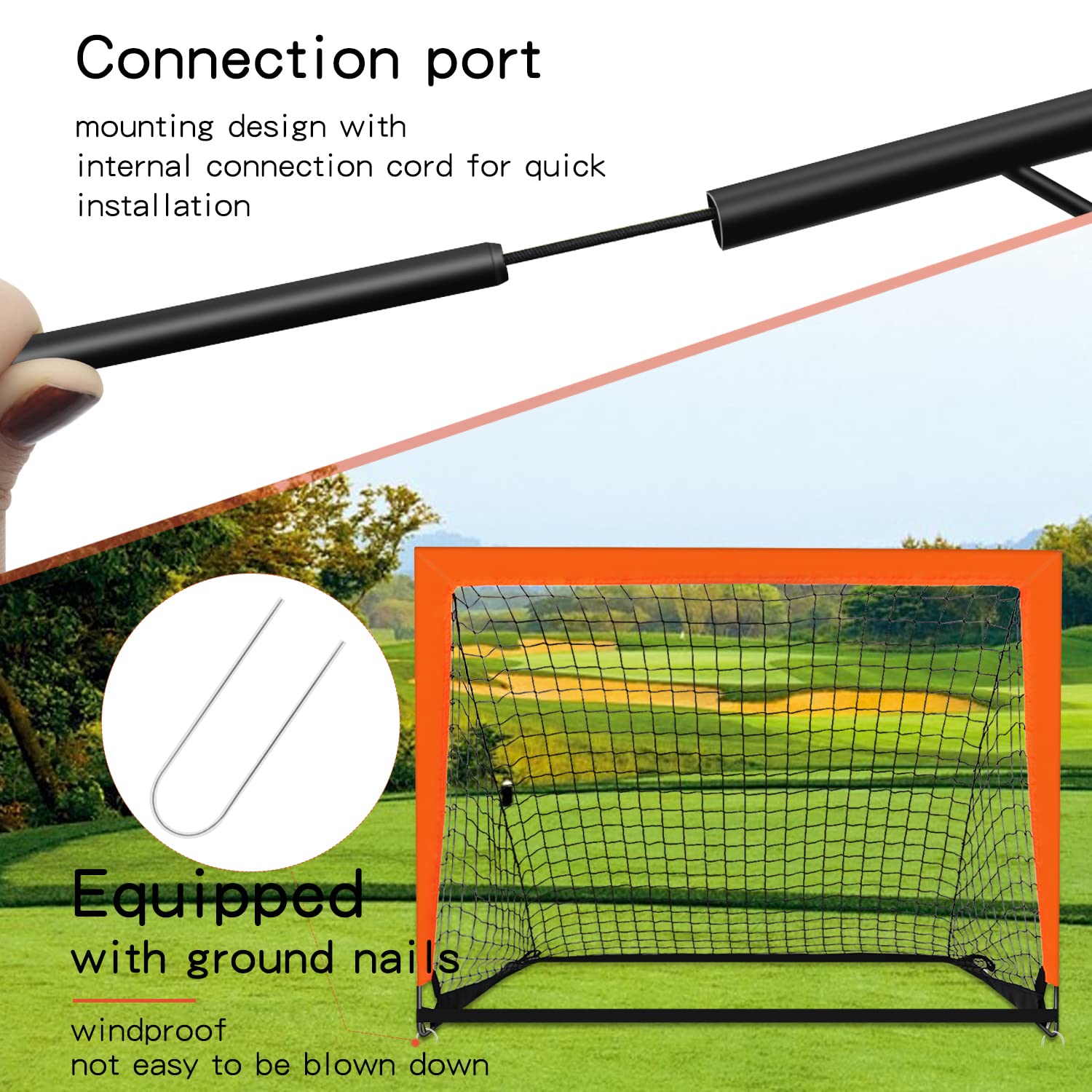 Theresduet 2 Pack 4β x 3β Size Portable Kid Soccer Goals for Backyard, Indoor and Outdoor Pop Up Soccer Goals, Orange, Theresduet