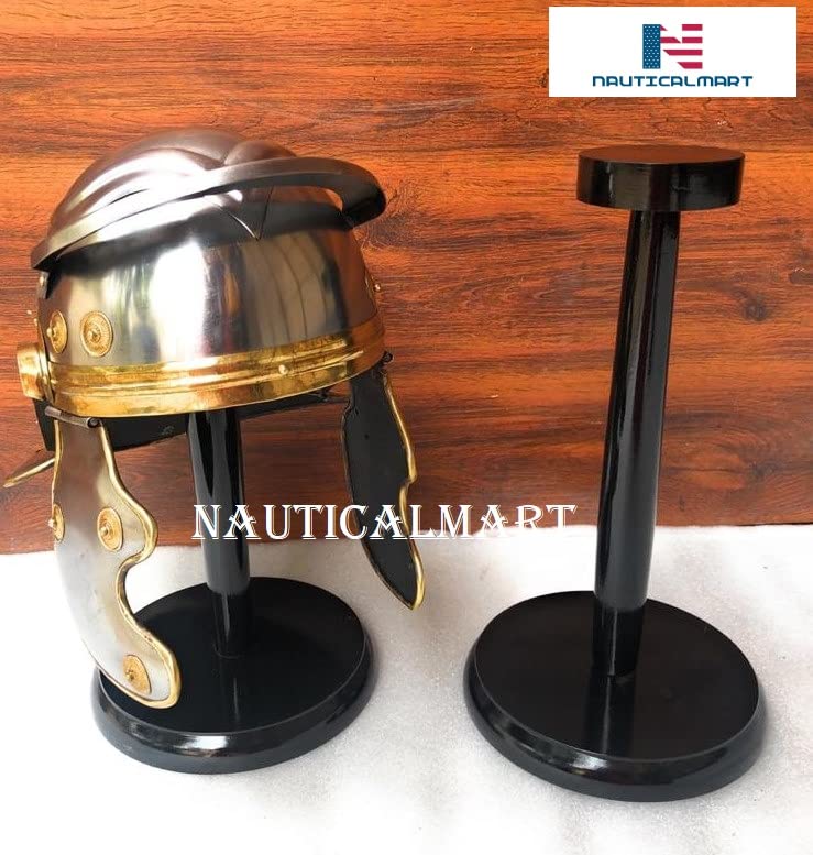 NauticalMart Medieval Armor Helmet DIsplay Stand Viking Norman Armor Spartan wooden display stand Stand in Black