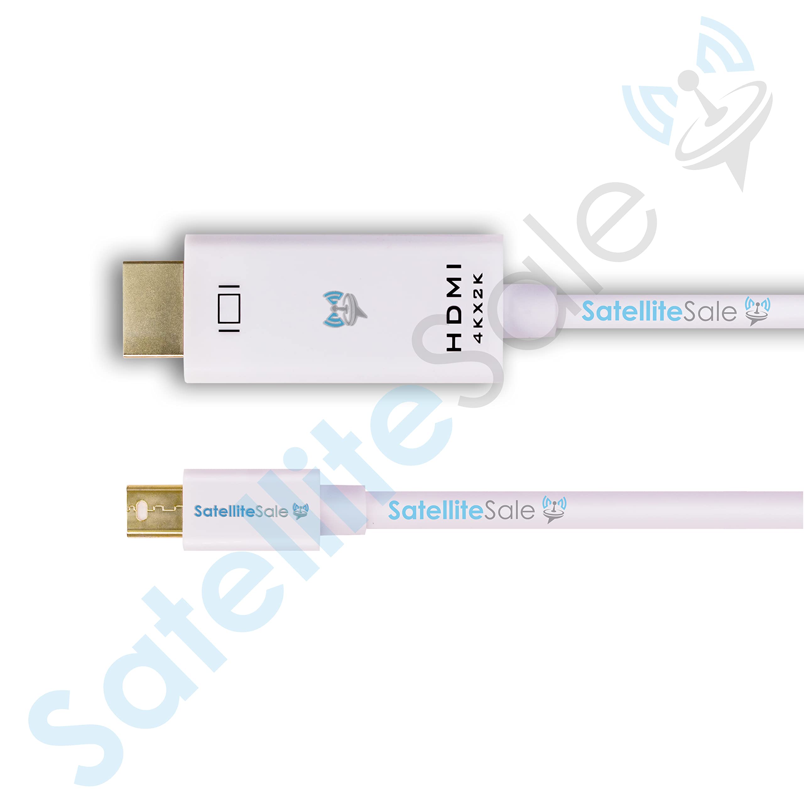 SatelliteSale Uni-Directional Mini DisplayPort to HDMI Cable Male to Male 4K/60Hz 8.64Gbps Universal Wire PVC White Cord 3 feet
