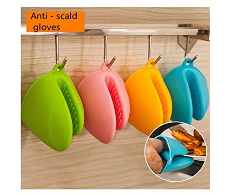 Silicone Double Finger Grip,Silicone Anti-scalding Gloves,dishwashing Cabinet Kitchen Insulation Tray Dish Oven with Hand Clip,Green