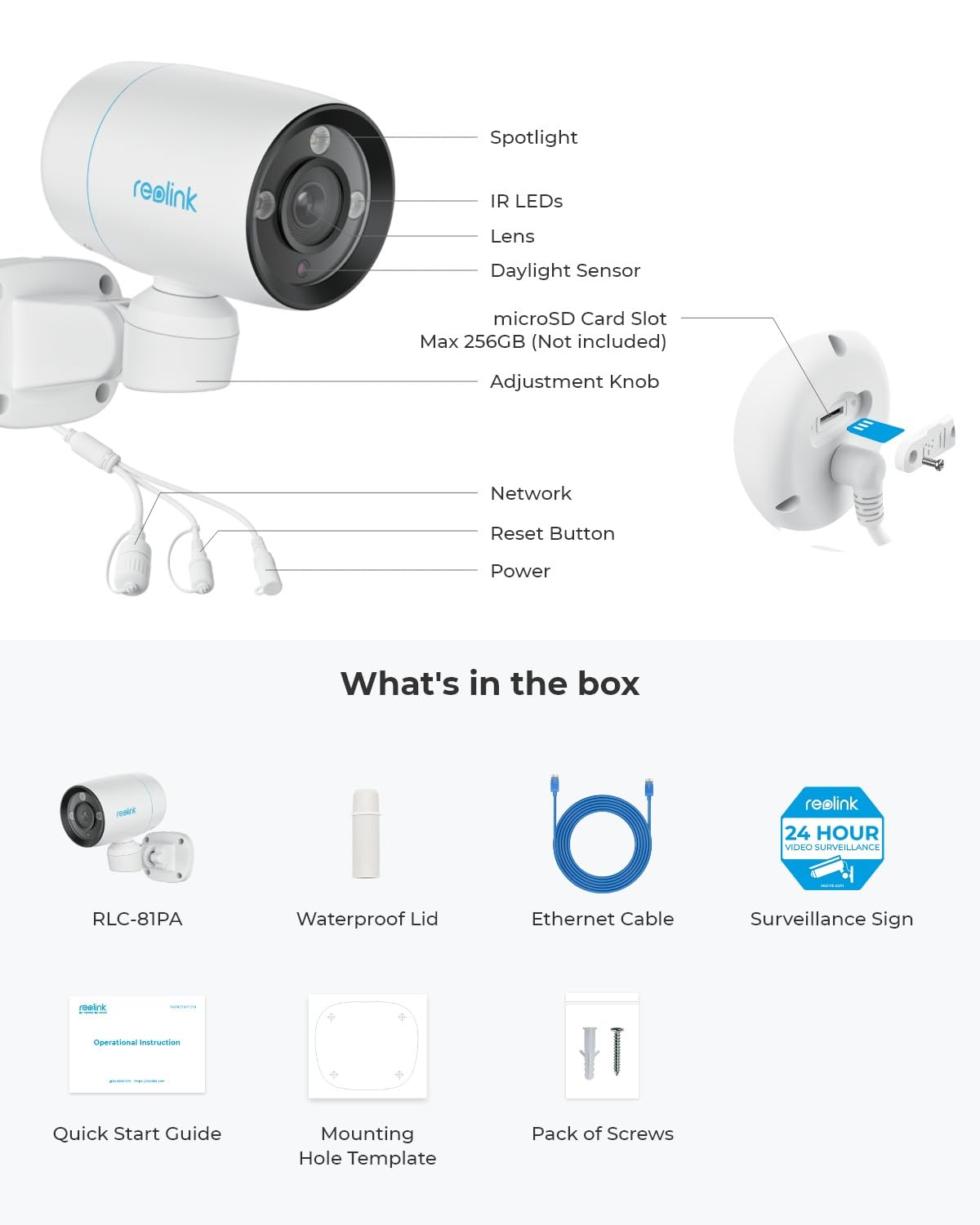 REOLINK RLC-81PA 4K PoE Bullet Security Camera, 180 Degree Pan, Horizontal Auto Tracking, Outdoor IP Camera with Color Night Vision, Smart Person/Vehicle/Pet Detection, 2 Way Talk, microSD Card Slot