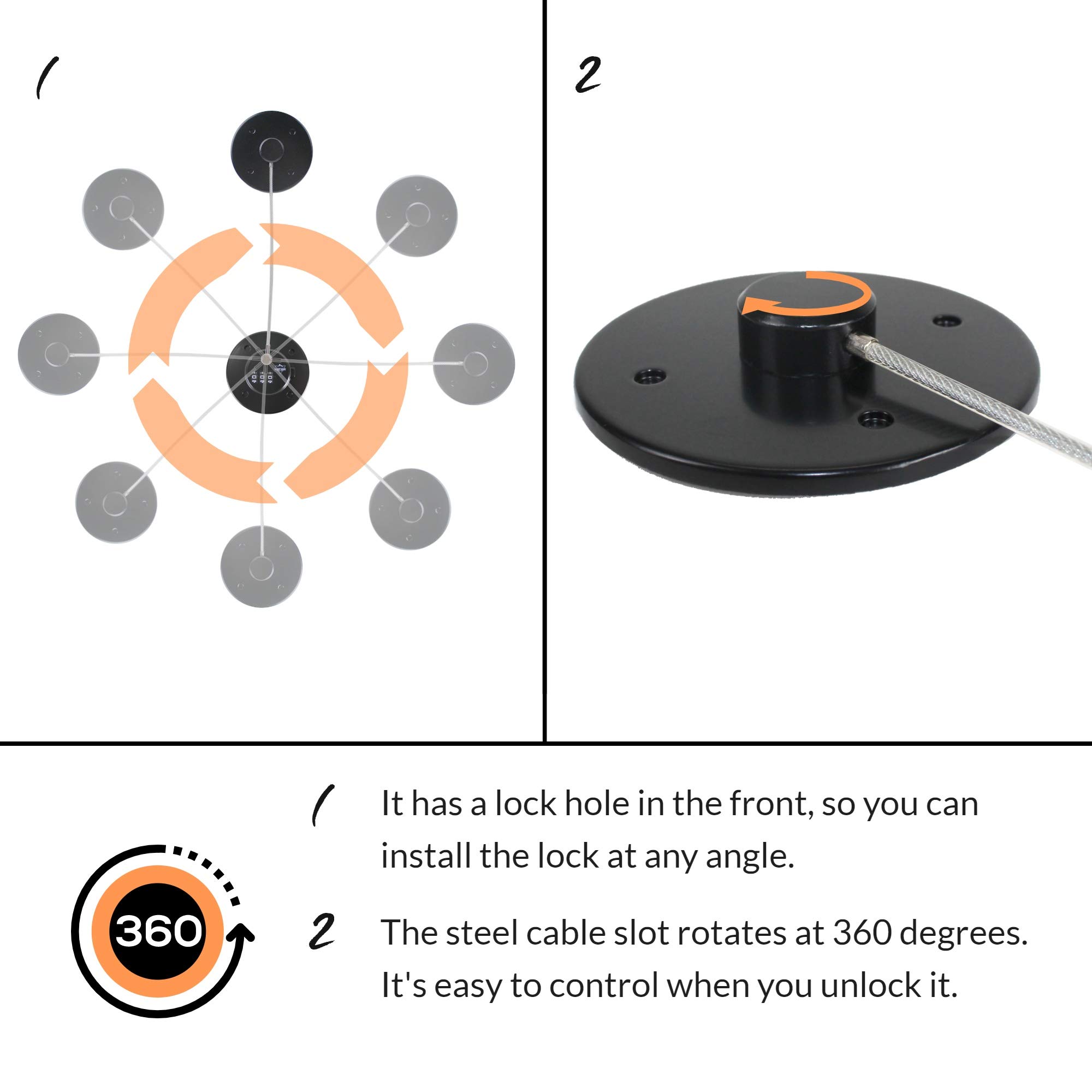 Mycret Guard Refrigerator Combination Lock, Black, 3.3 in, 360 Degree Rotation, 3M Adhesive, Ultra Strong, Multi-Purpose, Child Safe