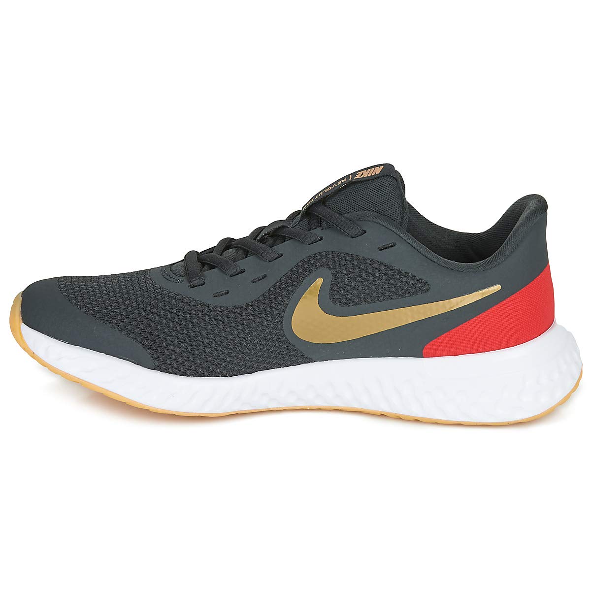 Nike Unisex-Kid's Revolution 5 Grade School Running Shoe, Black/White-Anthracite, 7Y Regular US Big Kid