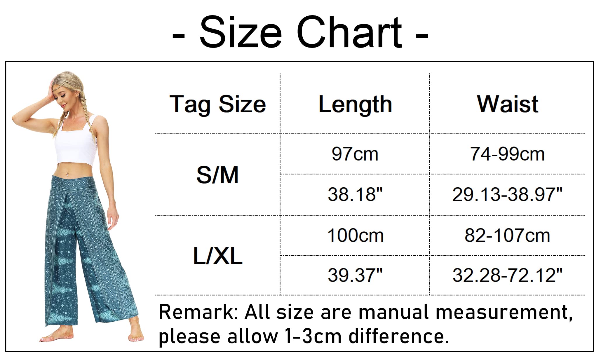 Women's Thai Palazzo Harem Pants Bohemian Yoga Pilate Pants Summer Loose Boho Hippie Pants High Waisted Flowy Wrap Bottom