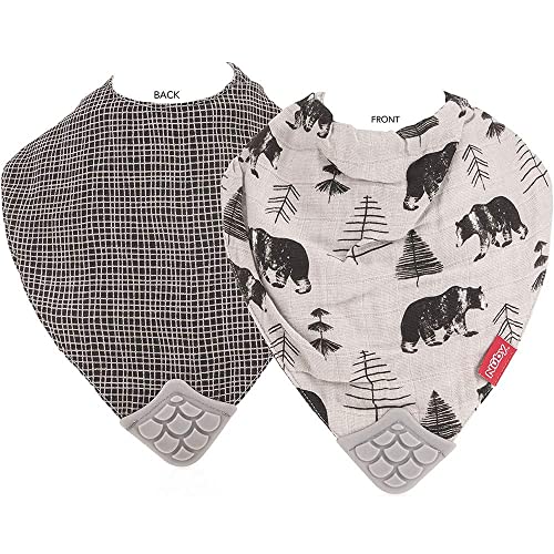 Nuby Reversible 100% Natural Cotton Muslin 3 Piece Teething Bib (Boy 6 Count)