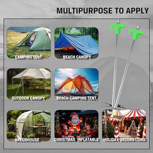 PR1ME Tent Stakes 10 Pack, Galvanized Non-Rust Family Pop Up Camping Tent Pegs, Heavy Duty Yard Stakes with 1pc Rubber Mallet 1pc Tent Stake Puller. for Camping Tents, Canopy, and Outdoor Decorations