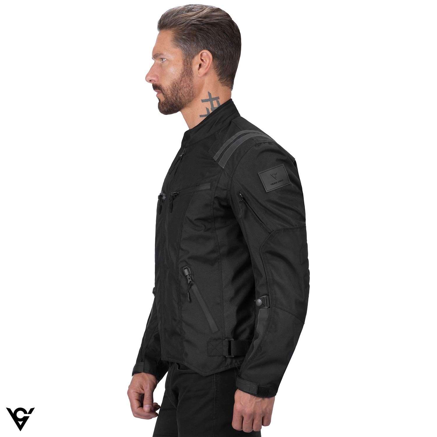 Nomad Motorcycle Jacket for Men, Ironborn Biker Jacket, Cruiser Sportsbike Enduro Mens Riding Jacket with Armor Protection (Medium, Black)