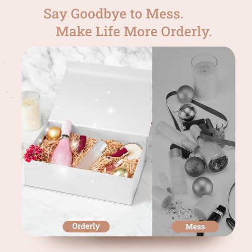 MESHA 13.5x9x4'' Large Gift Boxes with Lids, 1PC Sturdy White Bridesmaid Proposal Box for Christmas Presents Wedding Birthday Party