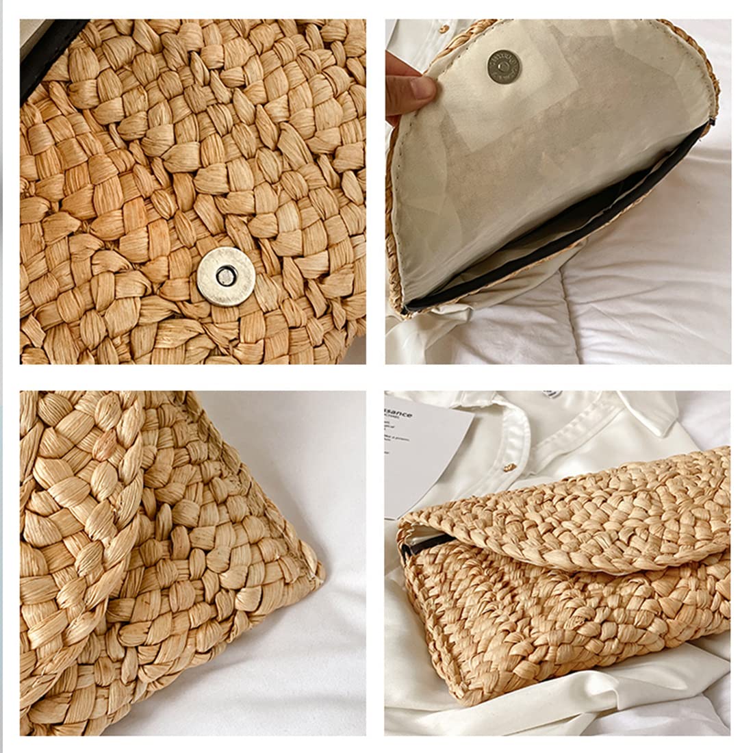 VODIU Women Straw Clutch Purse Summer Beach Bags Envelope Wallet Woven Handbags Tote