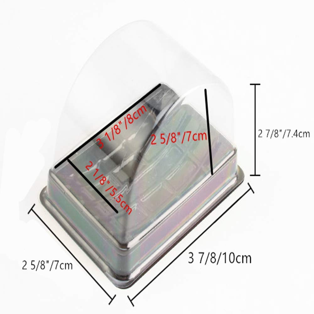 XIZHI 50 Pcs Roll Cake Box Set Single Personal Swiss Roll Container and 50 stickers,Clear Dome Plastic Muffin Cheese Pastry Dessert Sushi Fruits Display Food Storage Holder,Brown