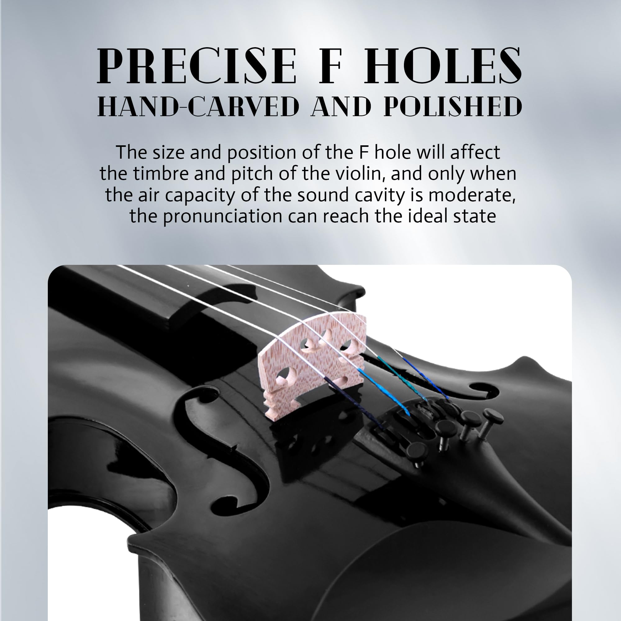 MOSAYA Violin 4/4 Full Size for Beginner Kids with Violin Strings Violin Bow Violin Rosin Shoulder Rest Violin Tuner Finger Guide for Violins and Violin Case, Black Glossy
