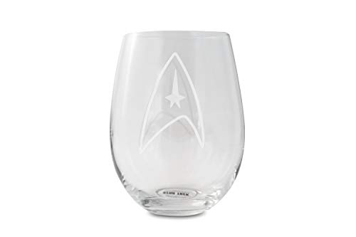 Toynk Star Trek Stemless Wine Glass Decorative Etched Command Emblem | Holds 20 Ounces