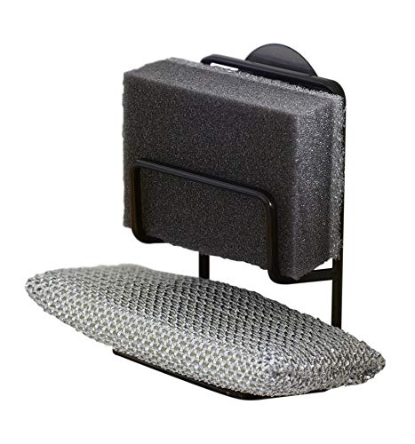 YAMAZAKI home 2265 Double Sponge Holder-Steel Rack Organizer for Kitchen Sink, One Size, Black