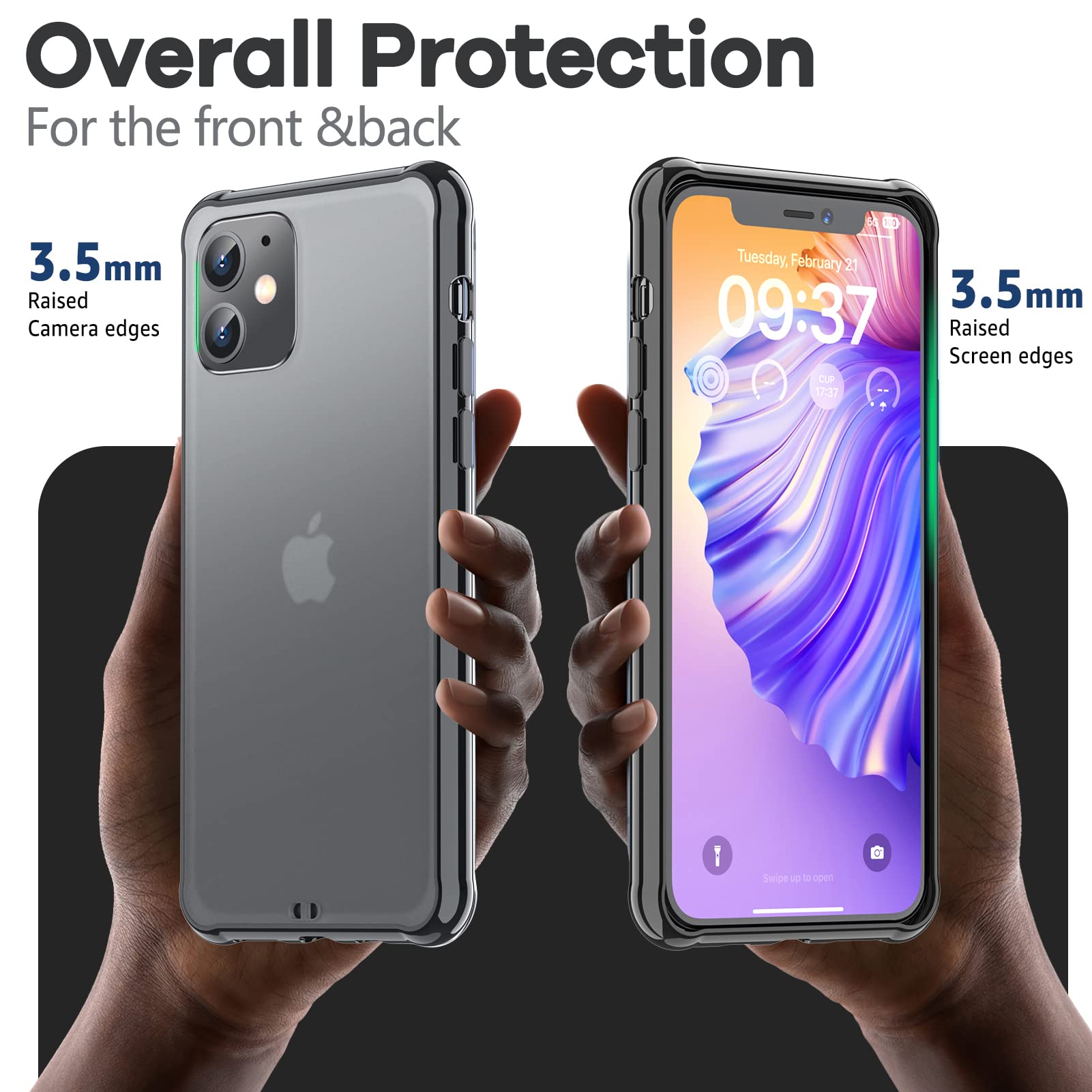 ORIbox for iPhone 11 Case Black,Translucent Matte case with Soft Edges, Lightweight,iPhone 11 Phone Black Case for Women Men Girls Boys Kids
