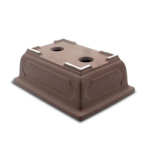 Yokkaichi Banko Yaki Bonsai Pot Ceramic Rectangle Window Shaped Decorations Noglazed (6.5")