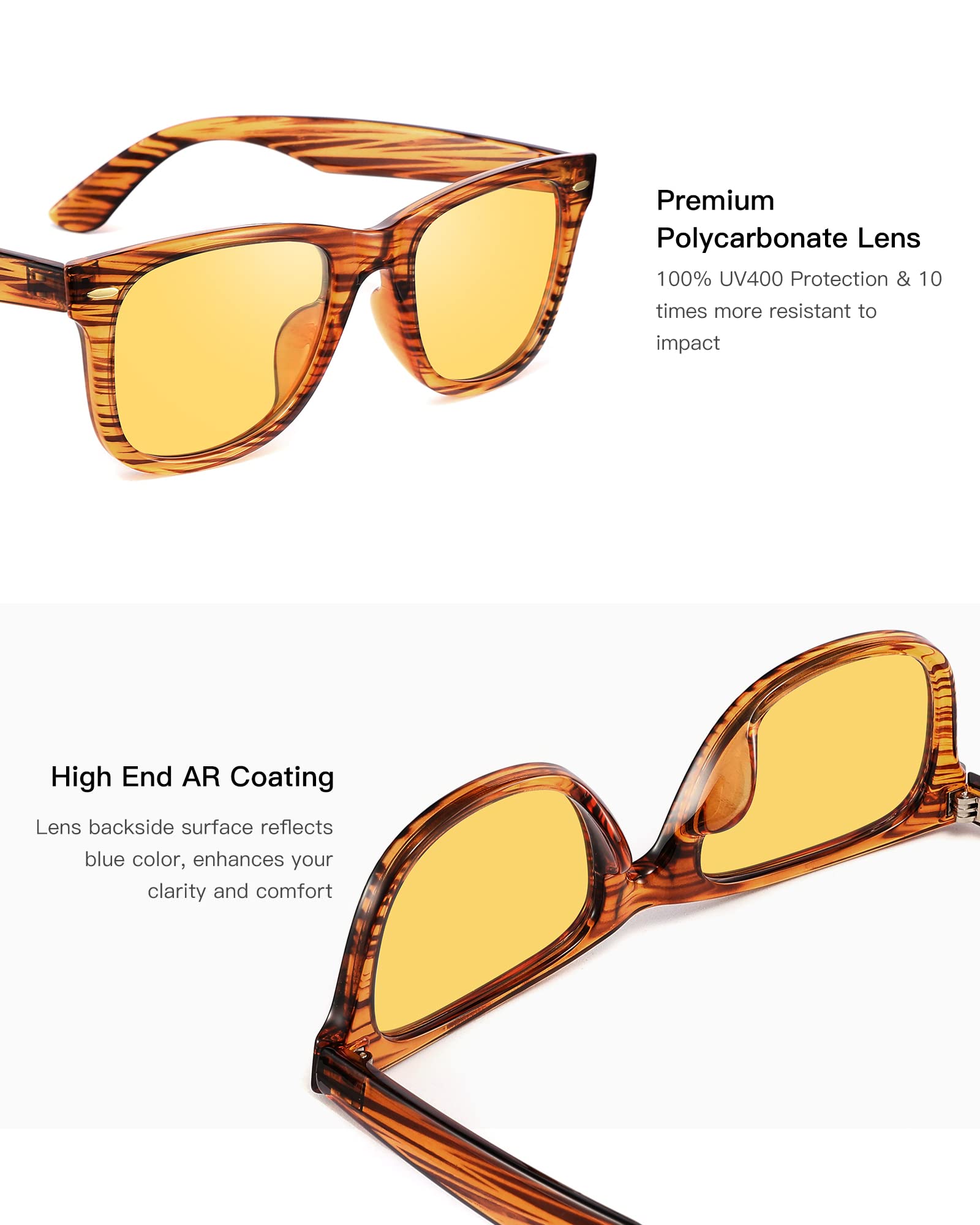 TJUTR Photochromic Sunglasses for Men Women, Polycarbonate Lens & AR Coating, UV400 Transition Blue Light Blocking Glasses