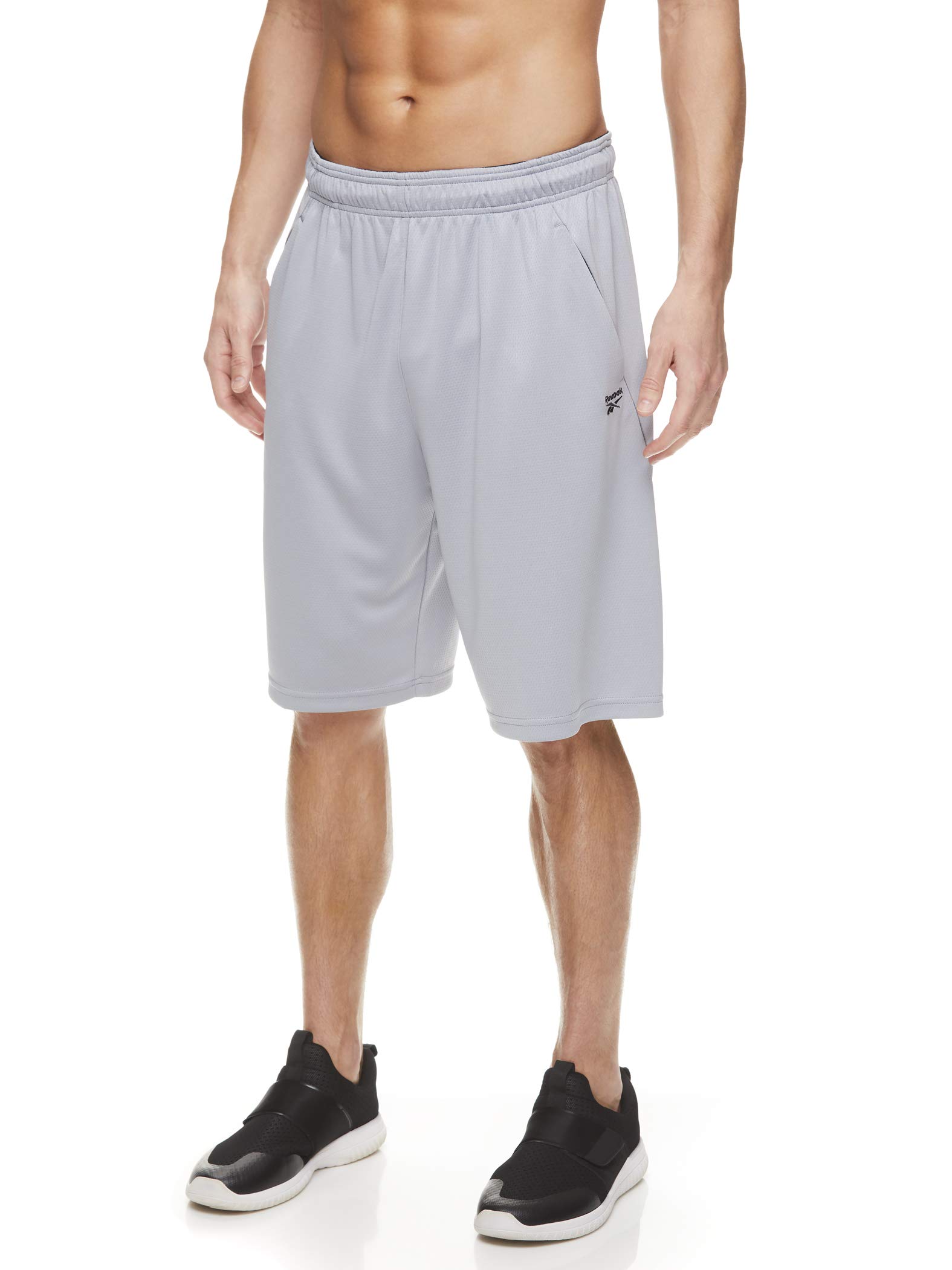 Reebok Men's Mesh Basketball Gym & Running Shorts w/Elastic Drawstring Waistband & Pockets - Point Guard Sleet, Large