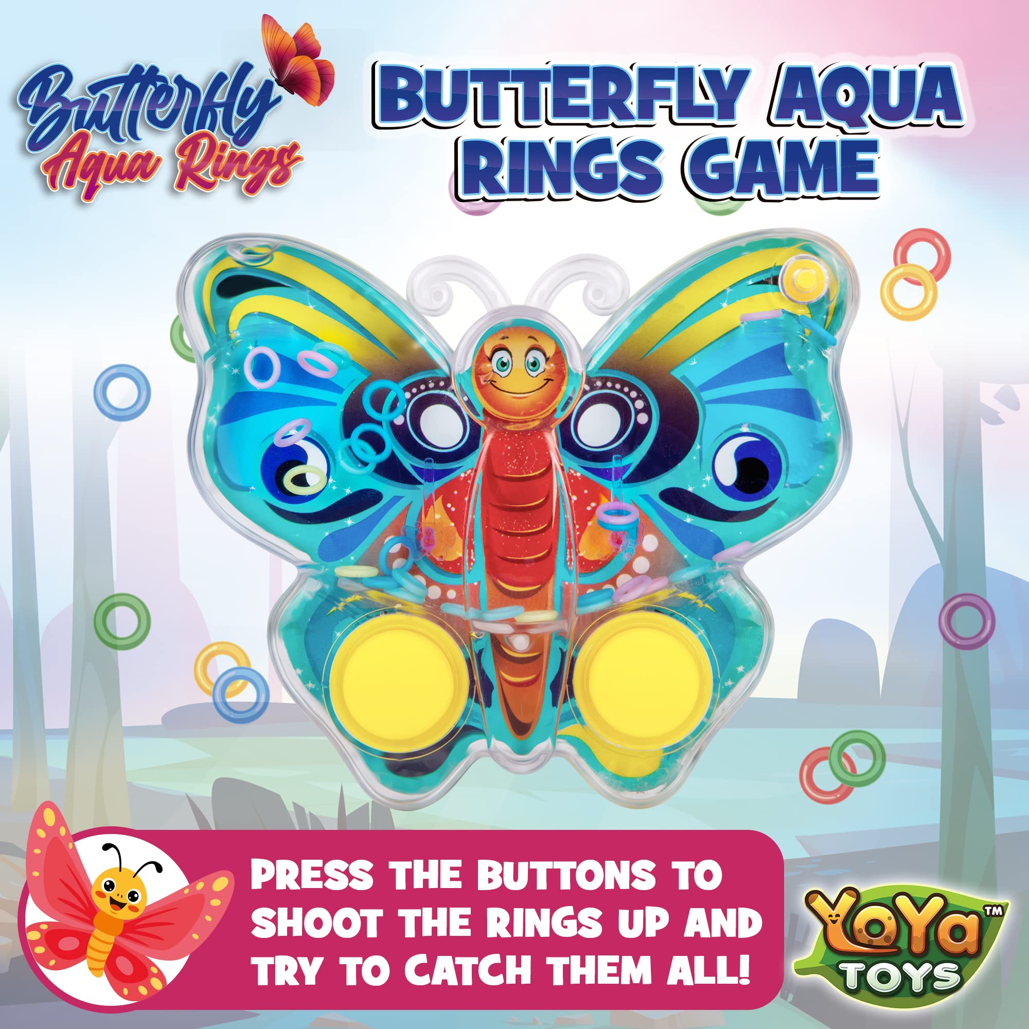 YoYa Toys Butterfly Ring Toss Handheld Game - Games for Kids Handheld with Colorful Butterfly Design, Classic-Style Retro Game, Portable & Travel-Friendly Handheld Games for Kids