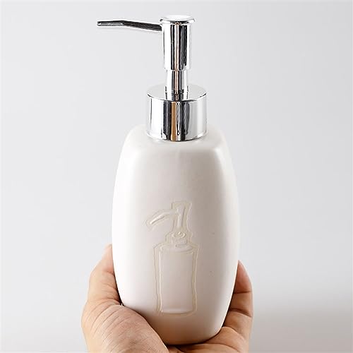 Soap Dispenser Creative Embossed Soap Dispenser for Bathroom Kitchen Farmhouse Ceramic Soap Pump White Soap Bottle for Lotion Massage Essential Oil Soap Pump Bottles