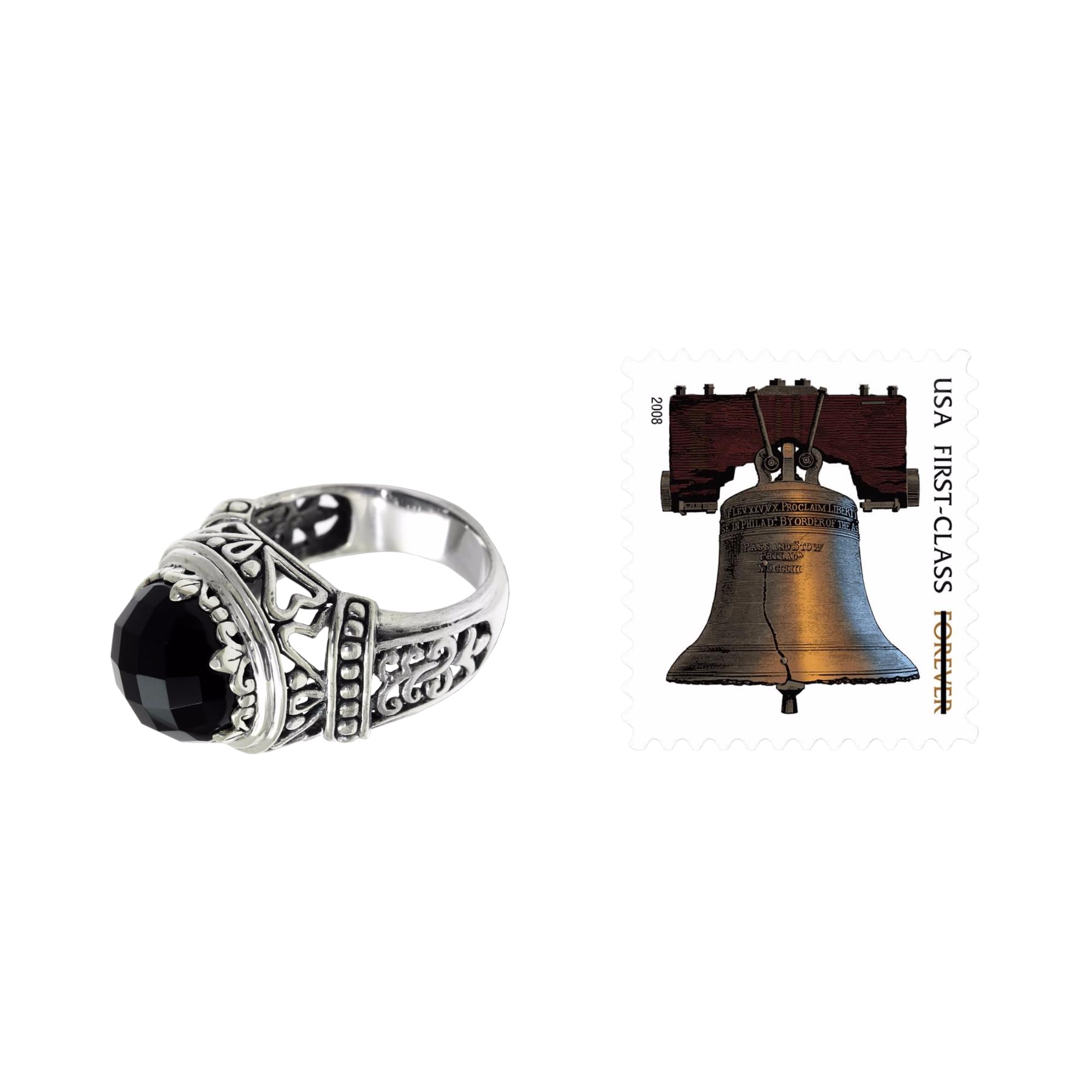 NOVICA Artisan Handmade .925 Sterling Silver Onyx Cocktail Ring Silver from Bali Sterling Single Stone Indonesia Birthstone 'Midnight Queen'