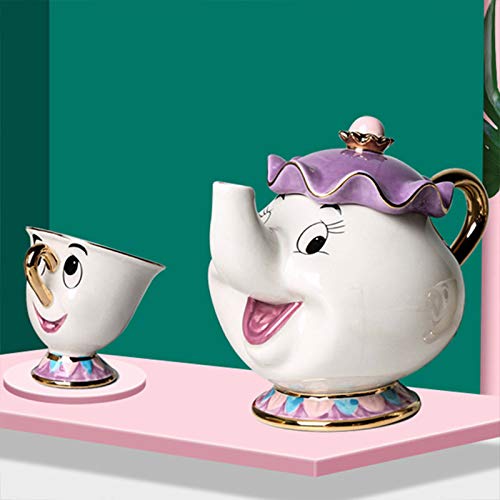 Mrs. Potts Tea Pot - Beauty and Beast - Tea Pot Cup One Set Lovely Chip Cup set Teapot Mug (Tea Pot set)