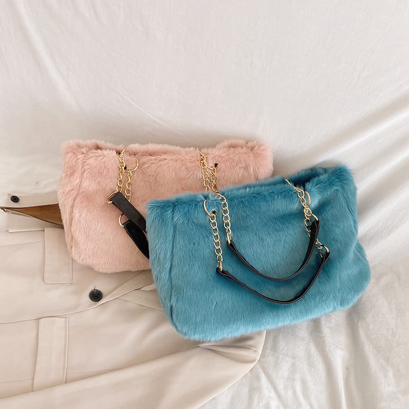 Tote Bag large Shoulder Bag Fleece Faux Fur Hobo Tote Bag Handbag Retro Bag Solid Color Big Chic Purse