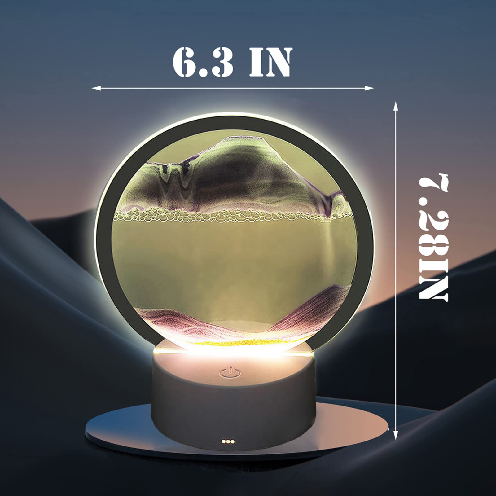 Xianfei 3D Sand Art Liquid Motion, Kinetic Art Quicksand Painting with Led Light Creative Home Office Relaxing Mood Desktop Sandscape, Black