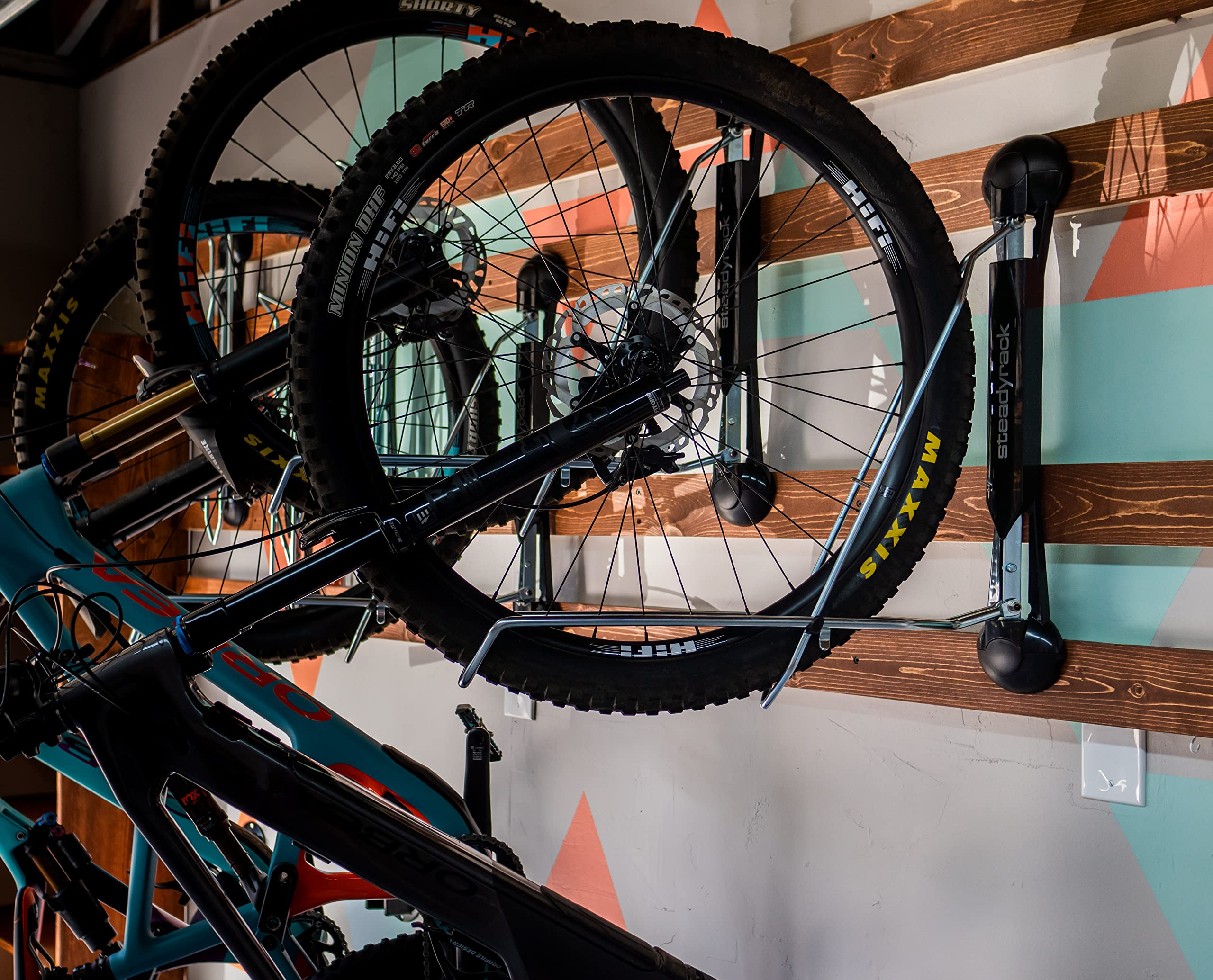 Steadyrack Bike Racks - Mountain Bike Rack - Wall Mounted Bike Rack Storage Solution for Your Home, Garage, or Bike Park - 2 Pack