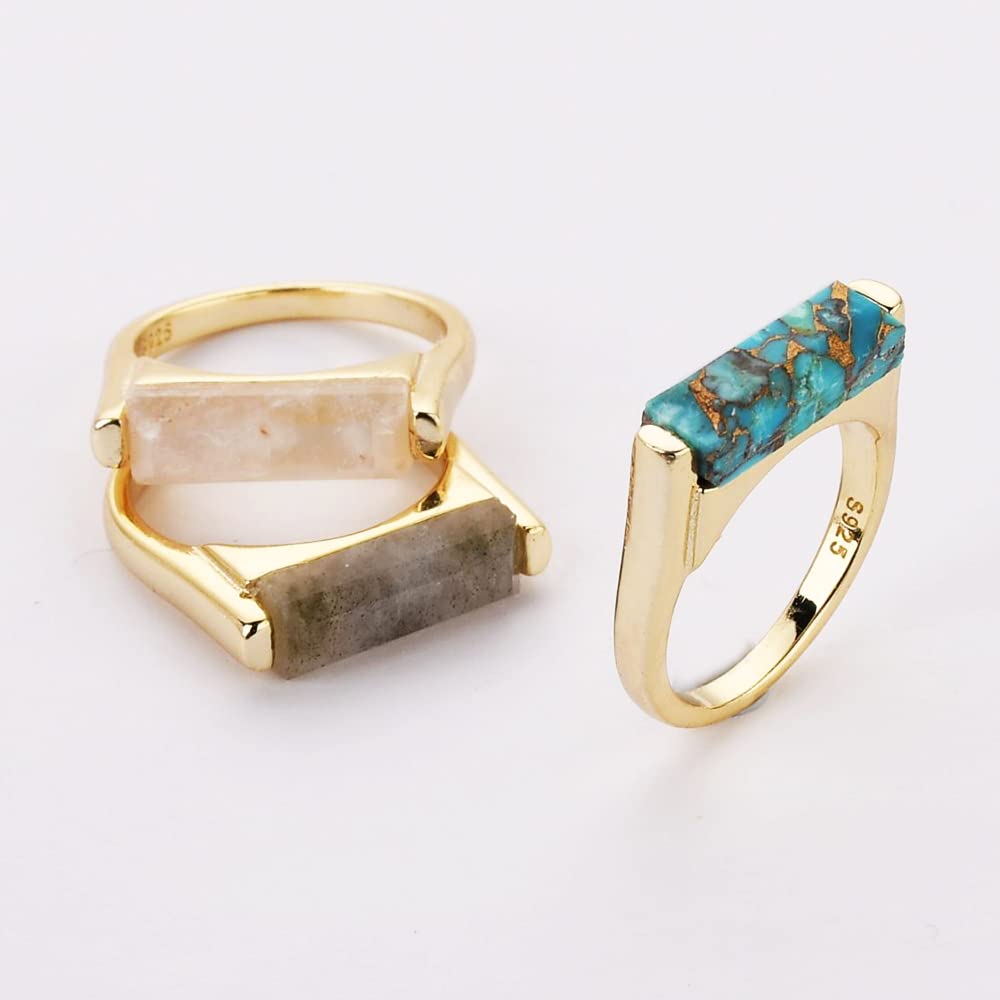 ZENGORI Natural Moonstone Ring Healing Crystal Stone Ring Spiritual Protection Jewelry ZG0463-Moon